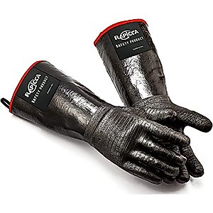 RAPICCA BBQ Gloves,14IN 700℉ Heat Resistant For Grill,Smoker,Cooking,Pit,Barbecue,Textured Palm Handle Greasy Food on Your Fryer,Grill,Oven Without Slip,Waterproof,Oil Resistant,Very Easy to Clean(XL)