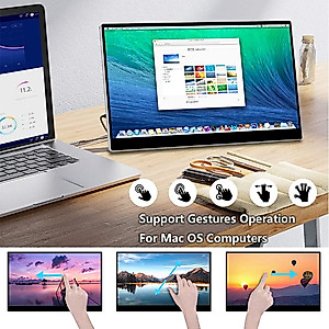 Magedok 14 Inch 4K Portable Touch Monitor,Portable USB/HDMI Display with Folding Kickstand/Speakers, 100% Adobe External Touch Screen for Laptops/Phones/Xbox/Switch
