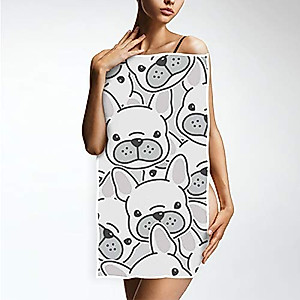 BOOBERT Large Hand Towels Dog French Bulldog Puppy 15 x 30 Inch Super Absorbent Soft Fingertip Towels Multipurpose for Hand Face Bathroom Gym