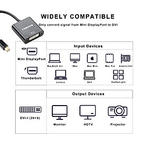 FEMORO Mini DisplayPort to DVI Adapter 2 Pack, MDP Display Port to DVI-D Adapter Male to Female (Thunderbolt and Thunderbolt 2 Port Compatible)