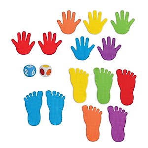 edxeducation-63525 Hand and Foot Mark Set - Includes 2 Large Die for Gameplay - Create Obstacle Courses - Tool for Gross Motor Skills, Occupational Therapy