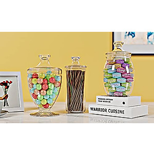 Amazing Abby - Adore - Acrylic Apothecary Jars (3-Piece Set), Plastic Jars with Lids, Bathroom Canisters, Vanity Organizers, Candy Buffet, Wedding Display, BPA-Free and Shatter-Proof