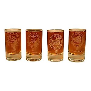 Collins Glencairn Clan Crest Crystal Dram Tot Glass - Stuart Taylor Thomson Thompson