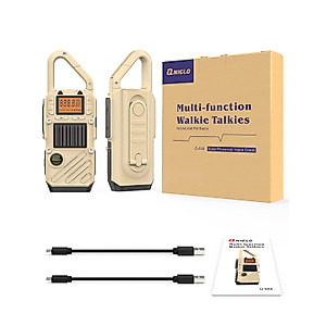 Walkie Talkies for Adults Rechargeable, FM/NOAA Emergency Radios with Weather Alerts, LED Flashlight & SOS Alarm, Solar Powered Hand Crank Long Range 2 Way Radios Walkie Talkie with USB Charged