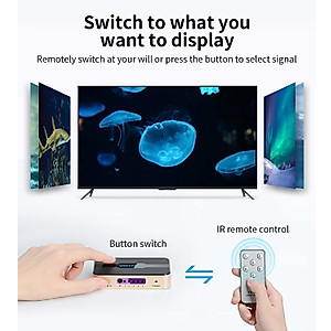 VENTION HDMI Switch 5 in 1 Out 4K@30Hz HDMI Selector Switch with IR Remote HDMI 1.4 HDCP 1.4 Support 4K HD 3D 1080P 2160P HDMI Switch Box for Roku, Apple TV, PS5/4/3, Fire Stick