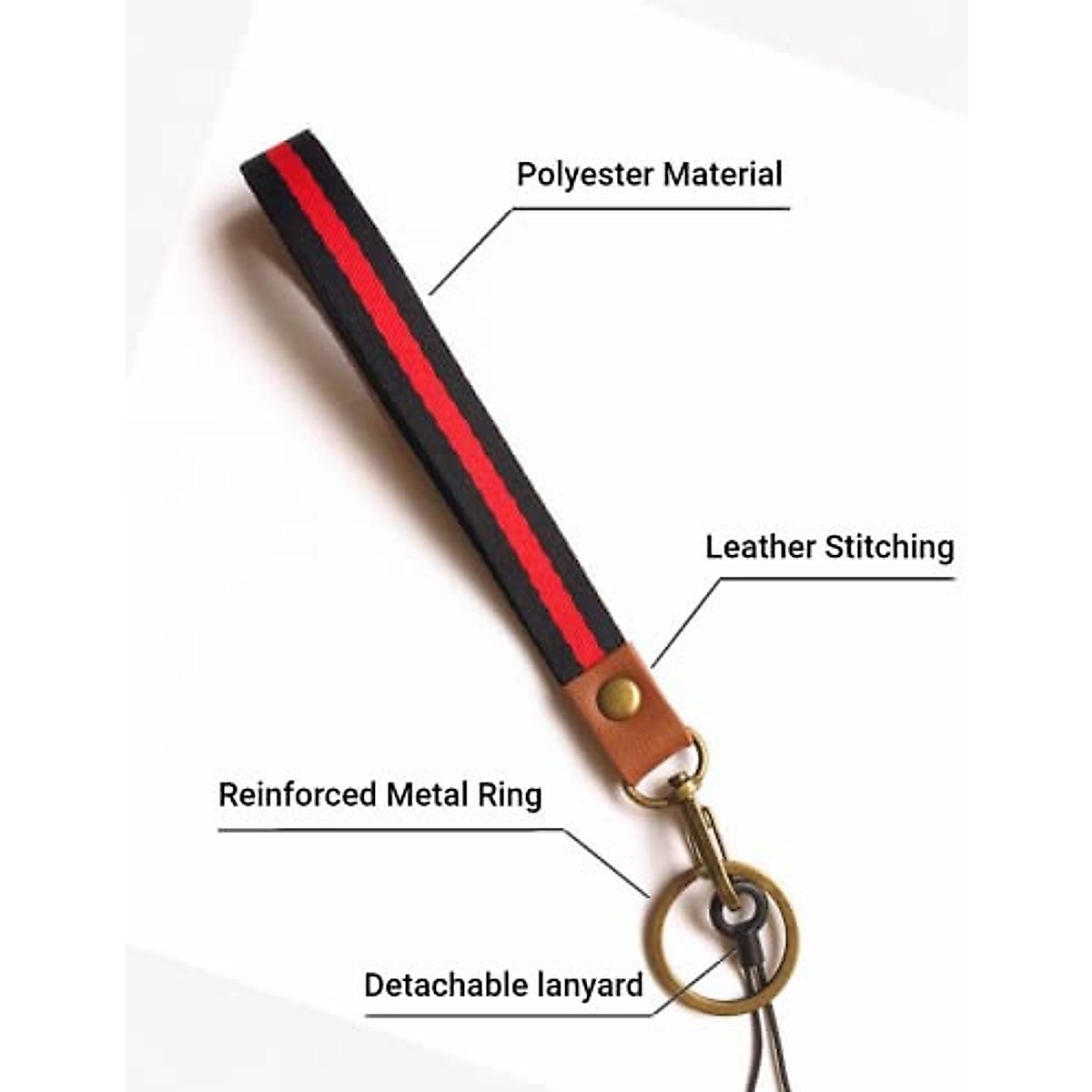 Olwaiy Wrist Keychain for Women & Men Key Chain Wrist Lanyard for Wallet Keys Car Key ID Holder Phone Strap Keychain Wristlet Fashionable Accessories (Red + Black)