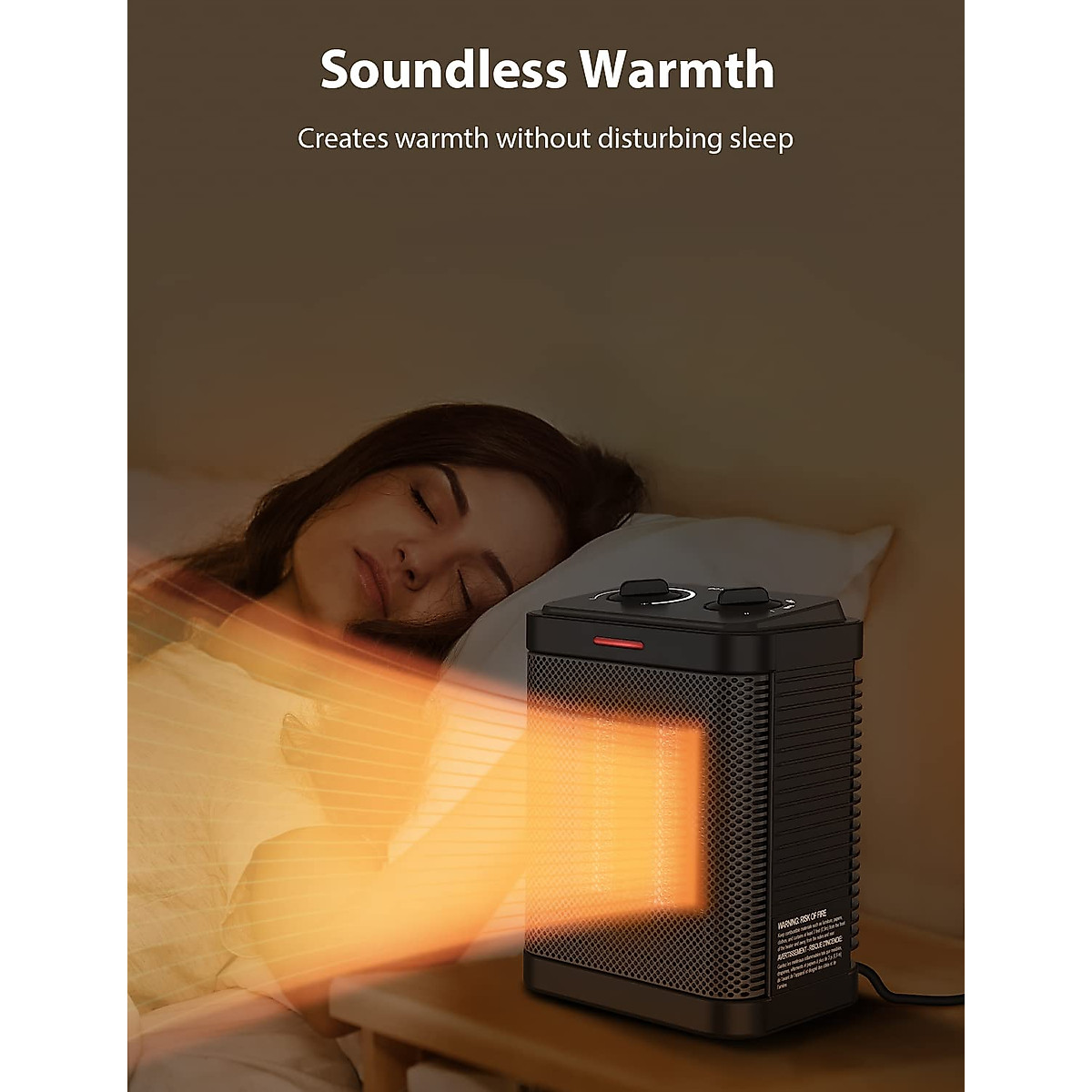 Space Heater, Small Space Heater for Indoor Use, 1500W/900W PTC Ceramic Space Heater with Thermostat, 3 Modes, Safety Quiet Heating, Multiple Protection, Portable Heater for Office Room Desk Use