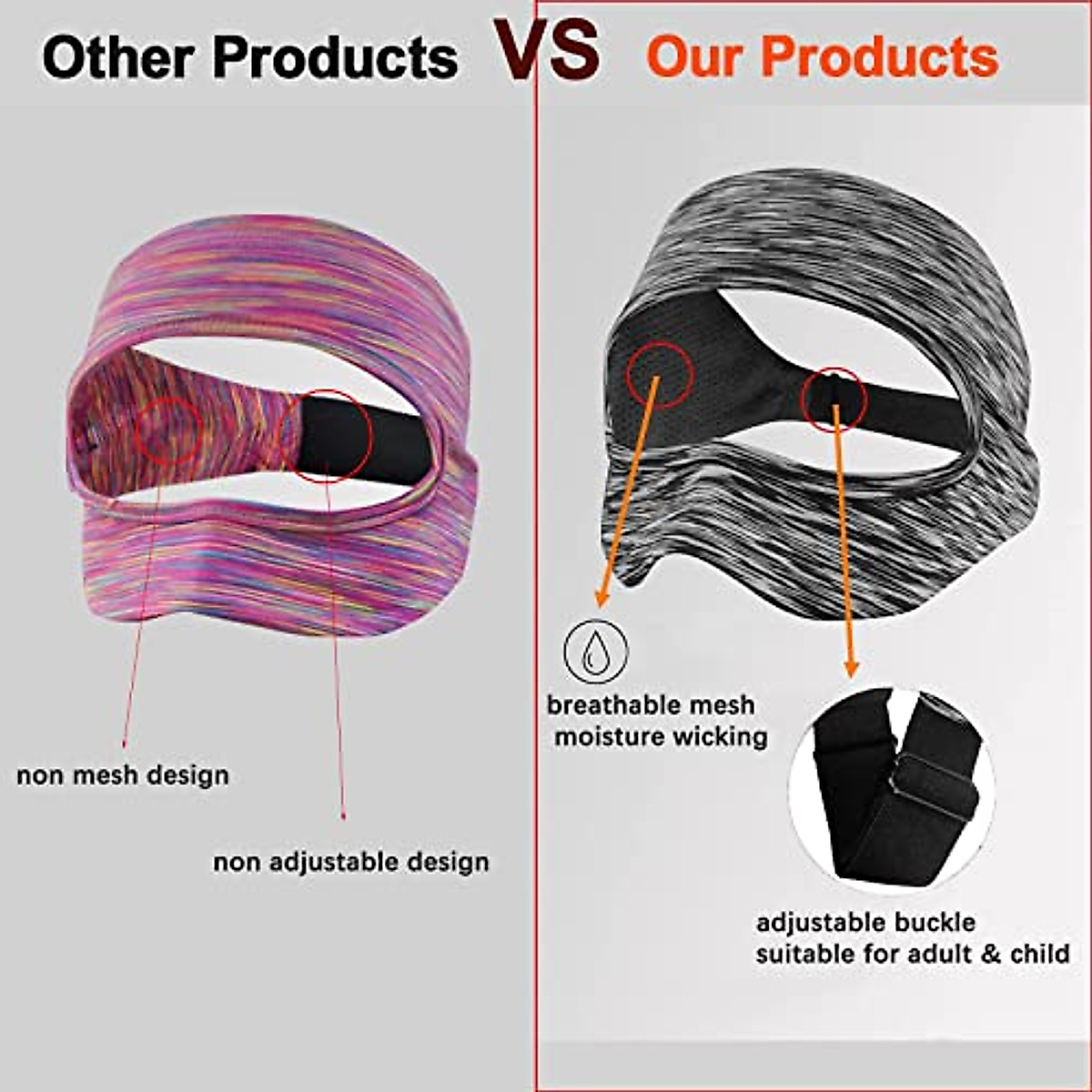 PORPUR 2PCS Home VR Eye Mask Accessory Adjustable Breathable Sweat Band Elastic Face Cover for Oculus Quest 2, HTC Vive, PS, Gear, VR Workouts Supernatual with Virtual Reality Headsets