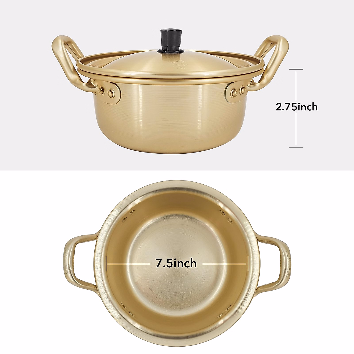 SSHAN Korean Ramen Pot with Lid - Light Weight Ramen Cooker Pot, Korean Cookware Noodle Pot Fast Heating for Kitchen Cookware, Easy Light Stockpot Soup Pot, Healthy, Sturdy, & Dishwasher Safe (16cm)