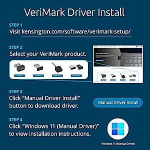 Kensington VeriMark Desktop USB Fingerprint Key Reader - Windows Hello, FIDO U2F, FIDO2 (K62330WW)