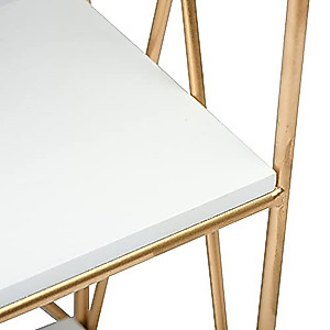 Main + Mesa Wood and Gold Rectangle Wall Shelf