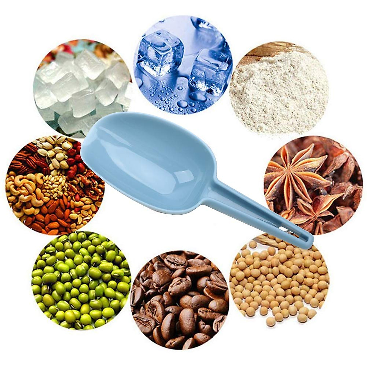 Ice Scoop Set of 3, Multi-purpose Plastic Kitchen Scoops Bar Scooper for Canisters, Flour, Powders, Dry Foods, Candy, Pop Corn, Coffee Beans and Pet Food