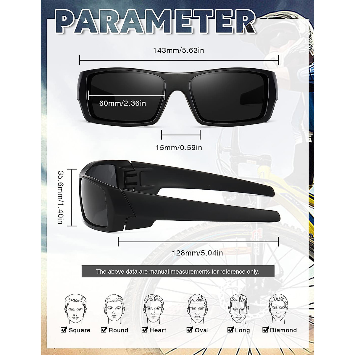 TIANYESY Polarized Sunglasses Men Womens Trendy Retro Sports Rectangular Wrap Around Vintage Shot Shield