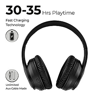 PowerLocus Active Noise Cancelling Headphones Over Ear, Wireless Headphones with Microphone, Hi-Fi Stereo, Soft Memory Foam Ear Cups, 35H Playtime and Fast Charging for Phones, Home Office, TV, Travel