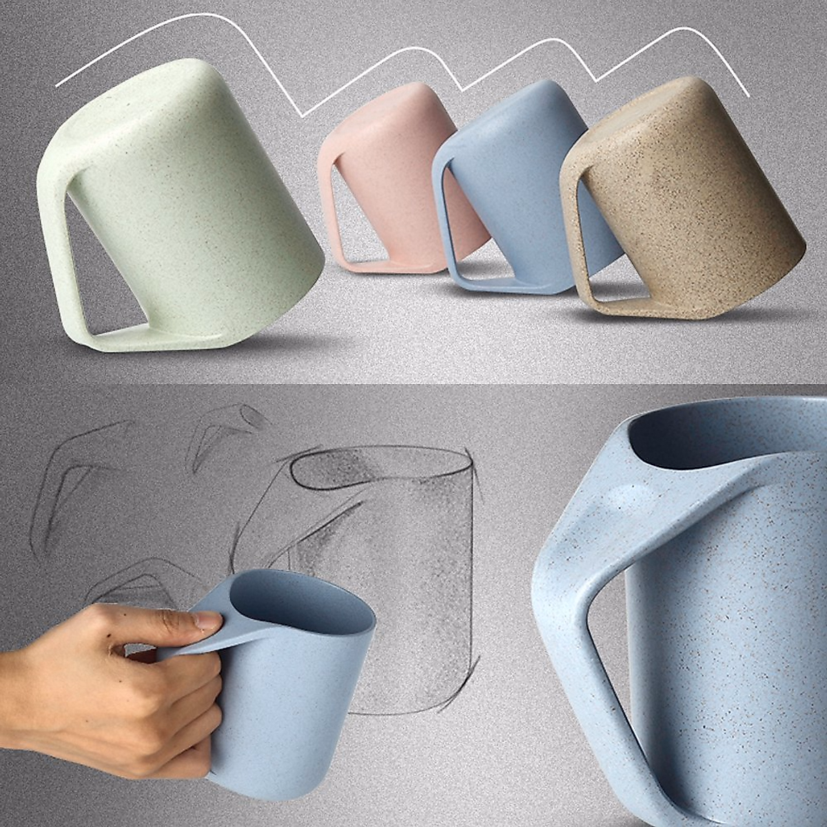 eoocvt 4pcs Eco Friendly Healthy Wheat Straw Biodegradable Plastic Cup Mug for Water, Coffee, Milk, Juice, Tea (1pc, fl.13.5oz) (4 Cups)