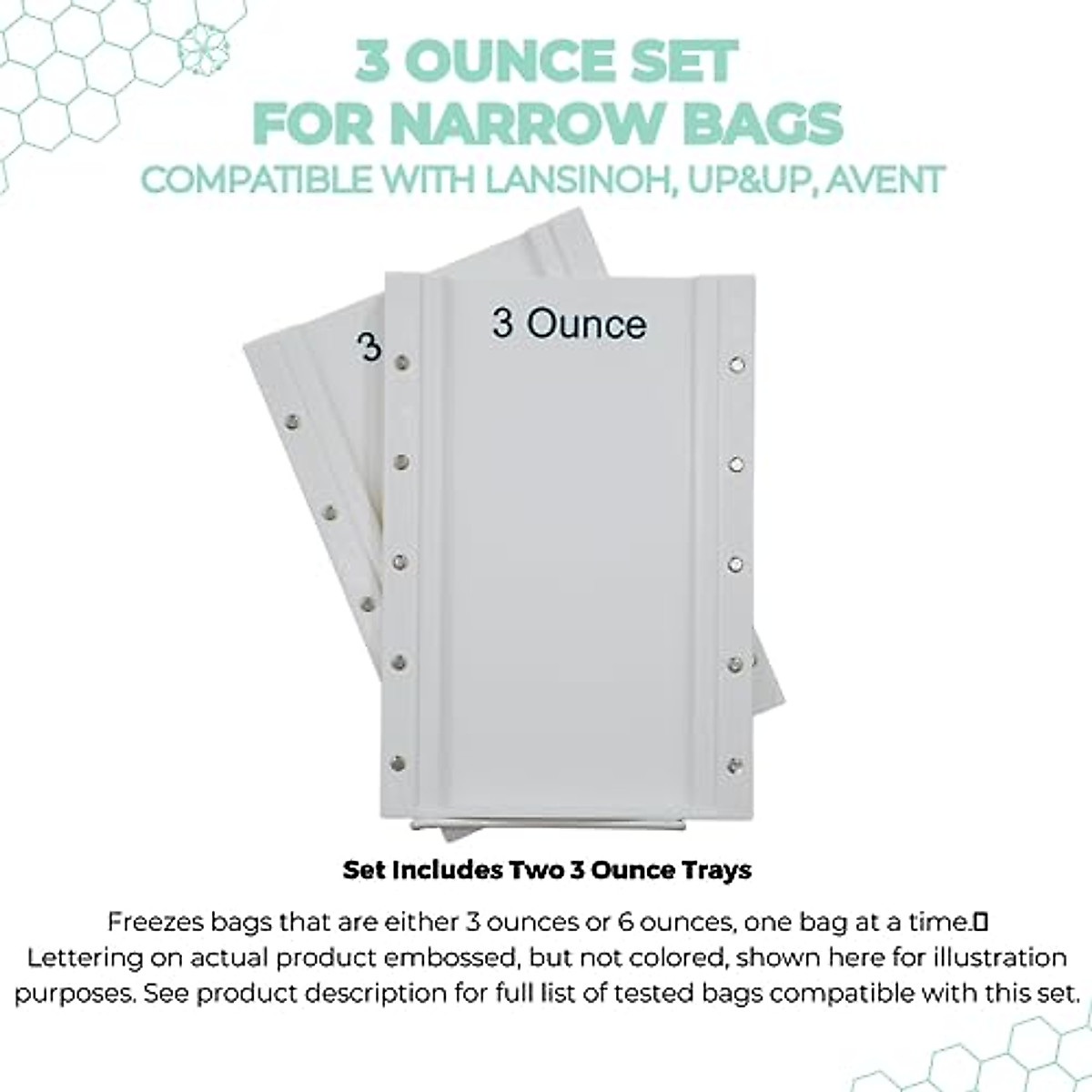 Magnetic Freeze Flat Trays for Breastmilk - Breastpump Accessory to Freeze Breast Milk Storage Bags Flat - (for Lansinoh, Up&Up, and Avent, 3oz Tray Set (3 or 6oz))