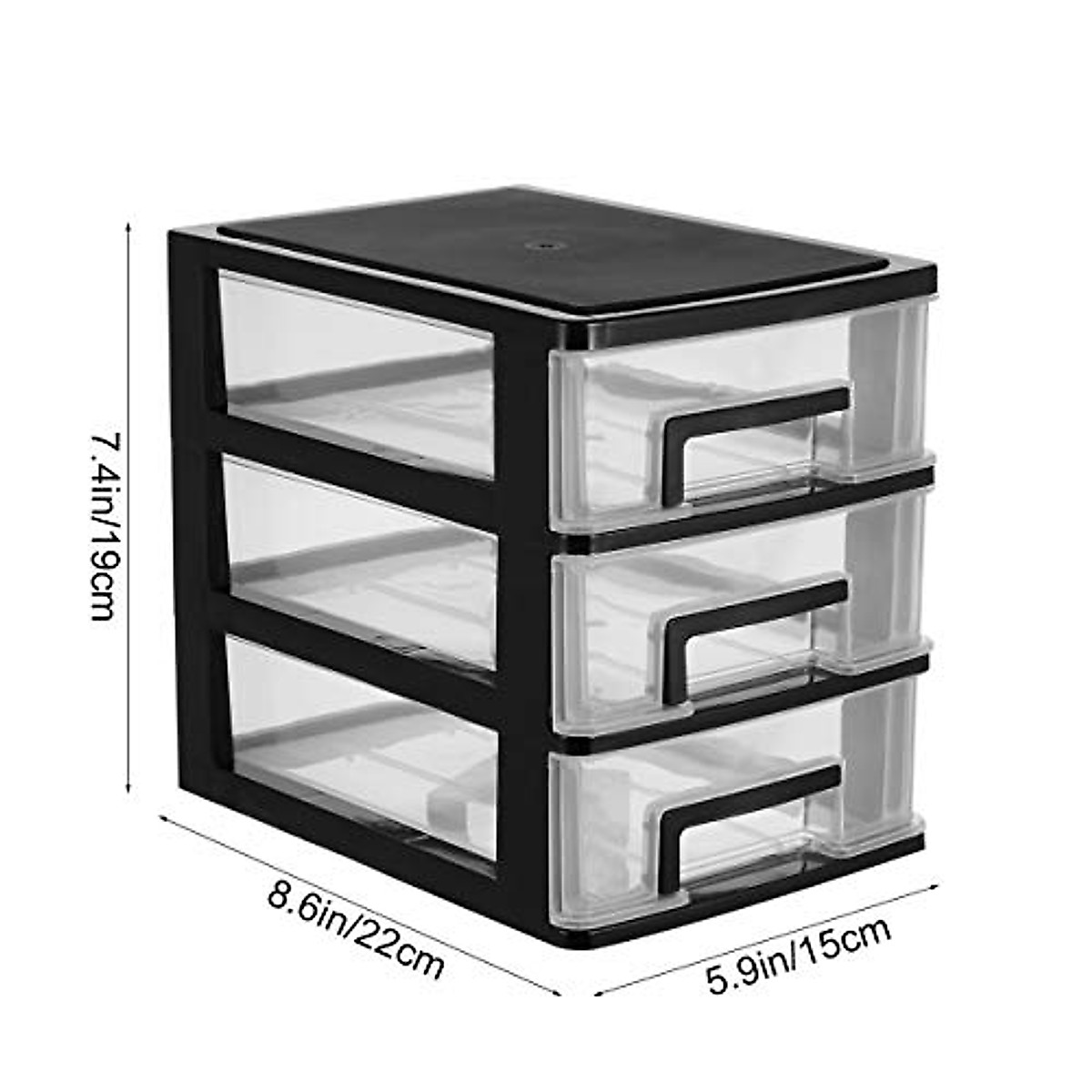 DOITOOL Three- Layer Storage Drawers - Portable Plastic Drawers Organizer - Transparent Kitchen Pantry Storage Cabinet Multifunction Plastic Drawers for Home Office Bedroom（Black
