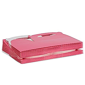 BLUE PANDA 24 Pack Pink Party Gable Treat Boxes for Favors, Goodie Gift Box with Handles for Birthdays (6.2 x 3.5 x 3.6 In)