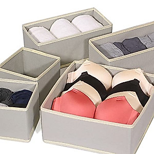 DIOMMELL Foldable Cloth Storage Box Closet Dresser Drawer Organizer Fabric Baskets Bins Containers Divider with Drawers for Clothes, Underwear, Bras, Socks, Lingerie, Clothing, Set of 6