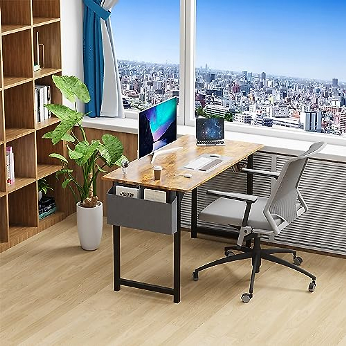 Computer Desk - 47 Inch Office Desk, Modern Desk with Storage, Wood Writing Desk, Corner Desk for Small Space, Executive Work Desk, Home Desk for Bedroom