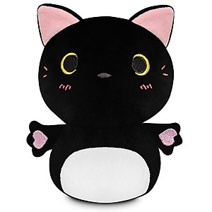 Rdyhqwp 8Inch Black Cat Cute Plush Toy, Stuffed Animals Plushies Soft Squishy Cat Pillow for Kids, Christmas Birthday Gift for Boys and Girls