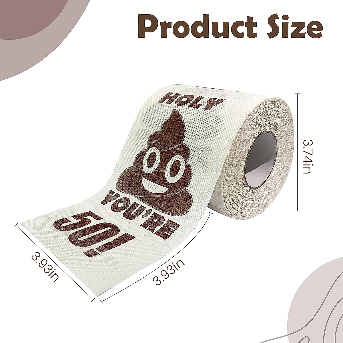 Happy 50th Birthday Gifts, 3-Ply Funny Toilet Paper Roll, Holy Poop You're 50 Printed Toilet Paper Gag Gift, Pranks & Surprises Bathroom Decor for Boys Son and Girls, Cheers to 50 Bday Party Supplies