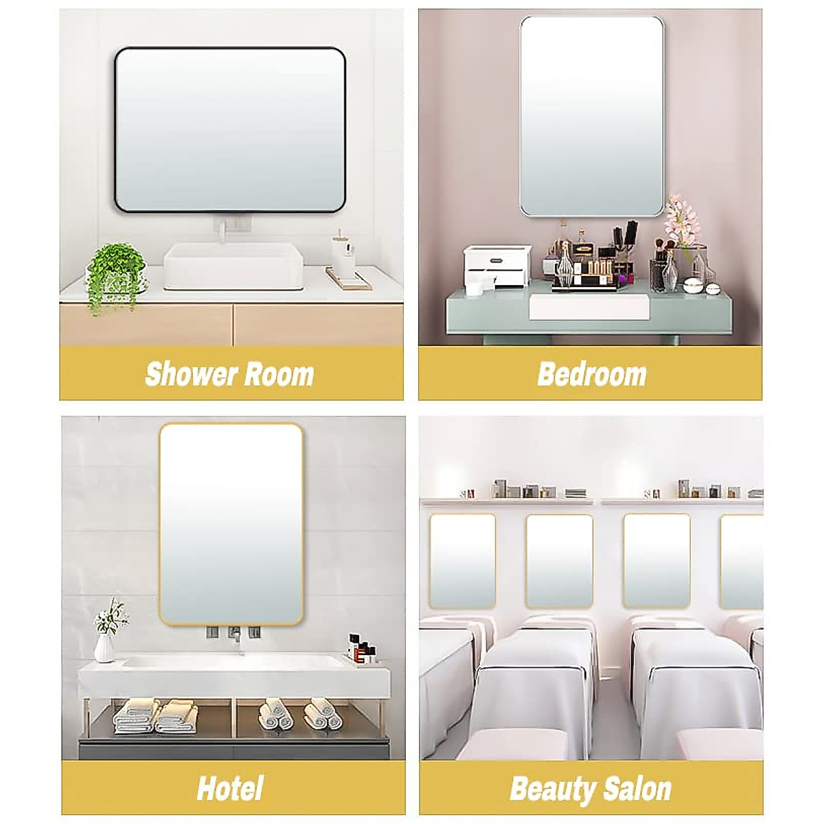 SCWF-GZ 16x24 Square Mirror Full Length Wall Mounted Hanging or Against Wall Metal Frame Dressing Make-up Mirrors for Entryway Bedroom Bathroom Living Room 16 24 inch Silver