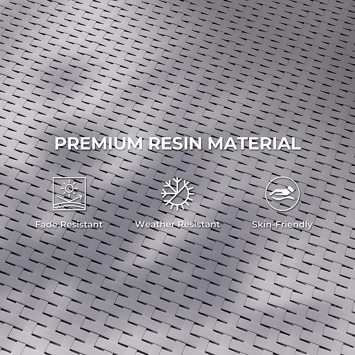 HOMSHADE Chaise Lounge Chair Outdoor - 5 Position Adjustable Backrest, Armrest, Waterproof, Easy Assembly, 300lb Weight Capacity for Pool, Resin, Light Grey