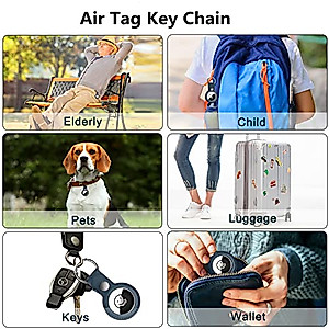 Leather Key Ring Holder,AirTag Case Protection Cover with Keychain Compatible for New Apple Air Tag-Blue