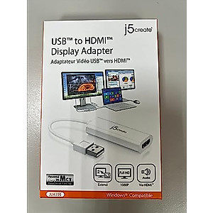 j5create USB to HDMI Display Adapter- USB to HDMI 1080P Cable Converter Adapter for Windows (JUA195)