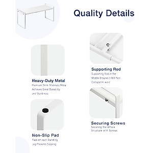 Nxconsu Expandable Cabinet Shelf Organizer Riser for Kitchen Pantry Cupboard Under Sink Countertop Home Storage Organization Rack Space Saver Freestanding Heavy Duty Nonslip Stackable White