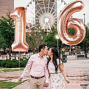 Giant, Rose Gold 16 Balloon Numbers - 40 Inch | Number 16 Balloons for Sweet 16 Birthday Decorations for Girls | Rose Gold 16th Birthday Decorations for Girls | Sweet 16 Balloons, Sweet 16 Decorations
