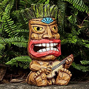 Yiosax Solar Lights Waterproof Outdoor Garden Decor- Easter Garden Guitar Tiki Statues for Patio Lawn Yard Decorations | Auto On/Off & Long Working Hours(10.43inch Tall)