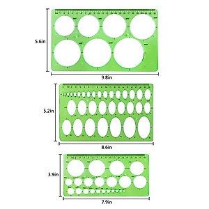 10 Pieces Green Plastic Drawings Templates Measuring Templates Geometric Rulers for School and Office Supplies