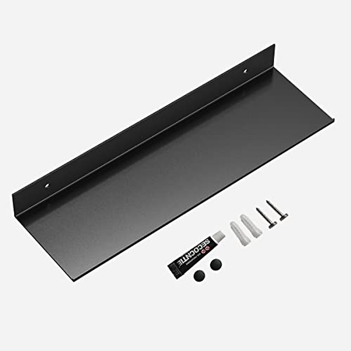 LAIGOO 2 Pcs Black Wall Shelves Bathroom Organizer, 2 Wall Mounted Bathroom Floating Shelves, Picture Display Ledge, Space Aluminum, Bathroom Shower Shelves (15.75+15.75 Inch)