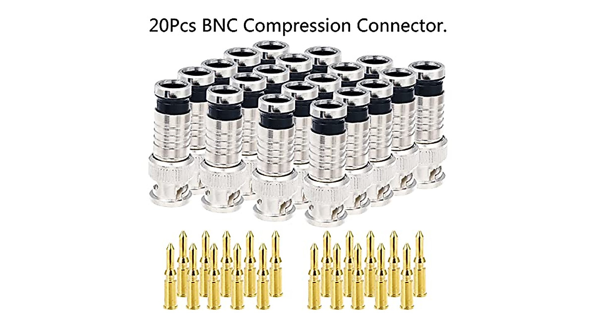20PCS BNC Compression Connectors for CCTV & Security Systems