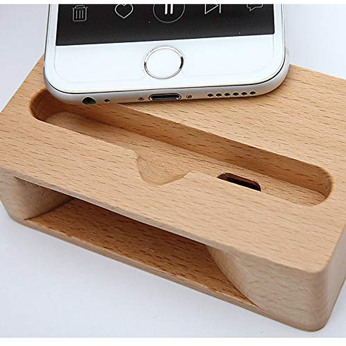 UnnFiko Wooden Sound Amplifier Stand Holder for iPhone, Natural Loudspeaker Mini Megaphone Cell Phone Stand (Square)