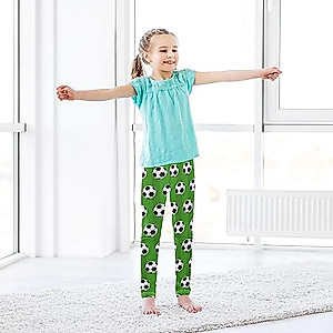 Soccer Ball Toddlers Girls' Leggings Soft Comfortable 7-8T Girls Athletic Leggings Moisture Wicking Girls Clothes for Daily Wear Walking Dance Yoga Gym Multi