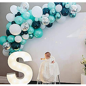 Oopat Tifanny Blue and Dark Teal Balloon Garland Arch Kit for Woodland Baby Shower Bridal Shower Birthday Wedding Balloon Wall Party Backdrop Decoration(Dark Teal)