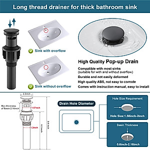 Midanya Matte Black Bathroom Sink Faucet Waterfall Spout Single Handle 1 Hole Deck Mount Mixer Tap Lavatory Vanity Sink Faucet Commercial with Deck Plate and Pop Up Drain