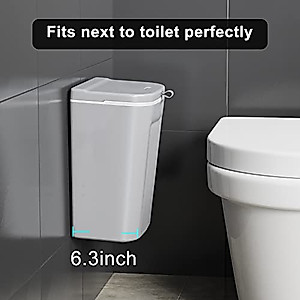 NetDot 4 Pack Trash Can with Lid,2 Pack 12L/3.2-Gallon and 2 Pack 9L/2.4-Gallon Hanging Trash Cans,Small Garbage Can Waster Basket for Bathroom,Kitchen, Living Room - Gray