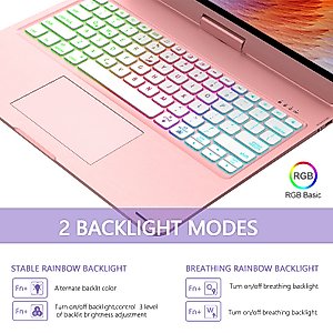 Touch Keyboard Case for iPad Air 13 M2 2024, iPad Pro 12.9 Case with Keyboard 6th/5th/4th/3rd Generation, Trackpad, 360° Rotatable, Wireless Keyboard Cover, 7 Modes Rainbow Backlits with Pencil Holder