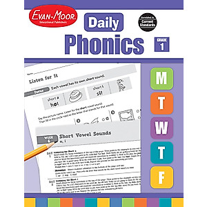 Evan-Moor Daily Phonics, Grade 1, Homeschooling & Classroom Resource Workbook. Phonemic Awareness, Decoding, Word-Study, Teaching Editions, Reproducible Worksheets