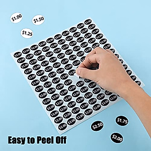 12 Sheets of Vending Machine Price Labels, Snack Soda Beverage Price Labels Stickers Including $1.00, 1.25, 1.50, 1.75, 2.00, 2.50 for Business, Stores (White&Black)