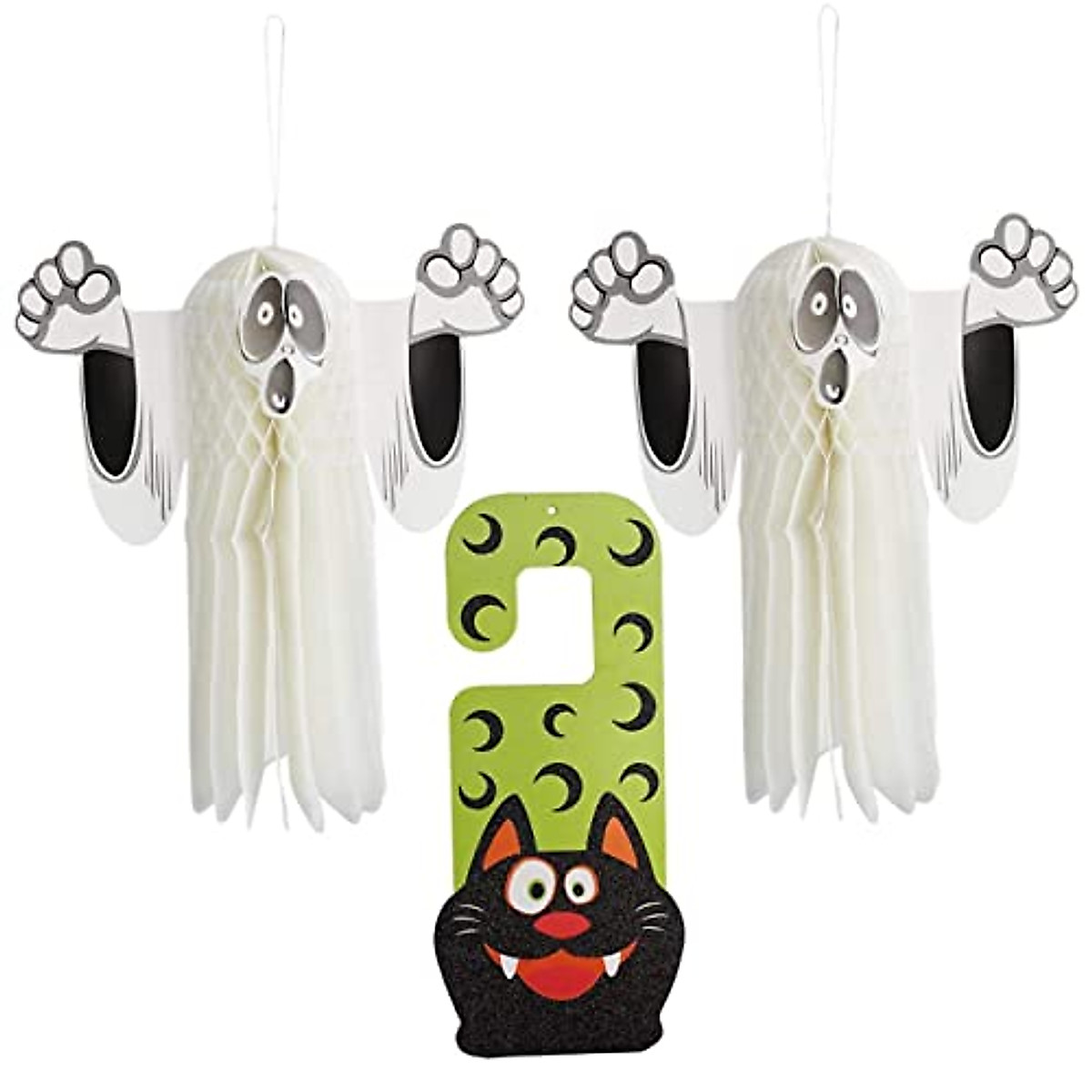 VIEUE Halloween Party Decorations Set Including Honeycomb 3D Wall Spider Ghost and Trick or Treat Door Ornaments for Halloween Decor 12pcs