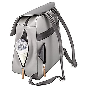 Petunia Pickle Bottom Meta Backpack | Diaper Bag Backpack for Parents | Comfortable, Spacious, & Sleek for On The Go Moms & Dads | Grey Pearl Nubuck Leatherette
