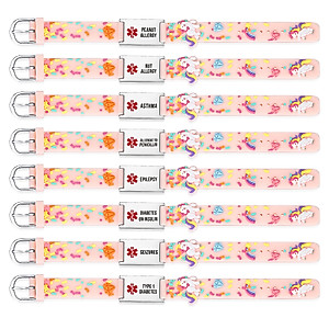 LinnaLove cartoon medical alert id bracelets Parents gift to Son, daughter, brother, sister (Pre-engraving asthma-SHEEP)