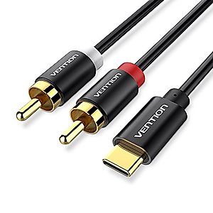 VENTION USB C to 2 RCA Audio Cable, Type-C to RCA Male to Male Y RCA Splitter, 2RCA Jack USB-C Audio Cable for Phone, Tablet, Home Theater, DVD, Amplifier, Speaker, Car Stereo (5ft /1.5M)