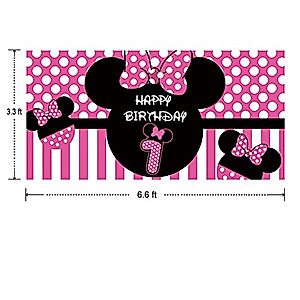 Minnie 1st Birthday Backdrop, Minnie 1st Birthday Banner Party Supplies, Minnie 1st Birthday Decorations, First Birthday Photography Background (6.6 x 3.3 ft)