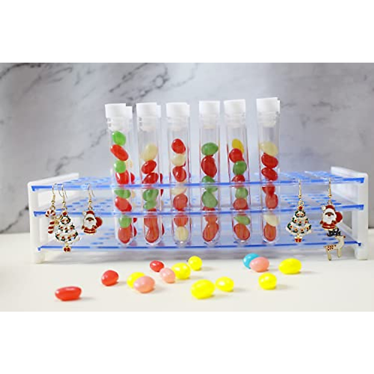 Muhome 16x100mm 10ml Clear Plastic Test Tubes with Caps for Scientific Experiments, Halloween, Christamas, Scientific Themed Kids Birthday Party Supplies, Decorate The House, Candy Storage(50 Pack)